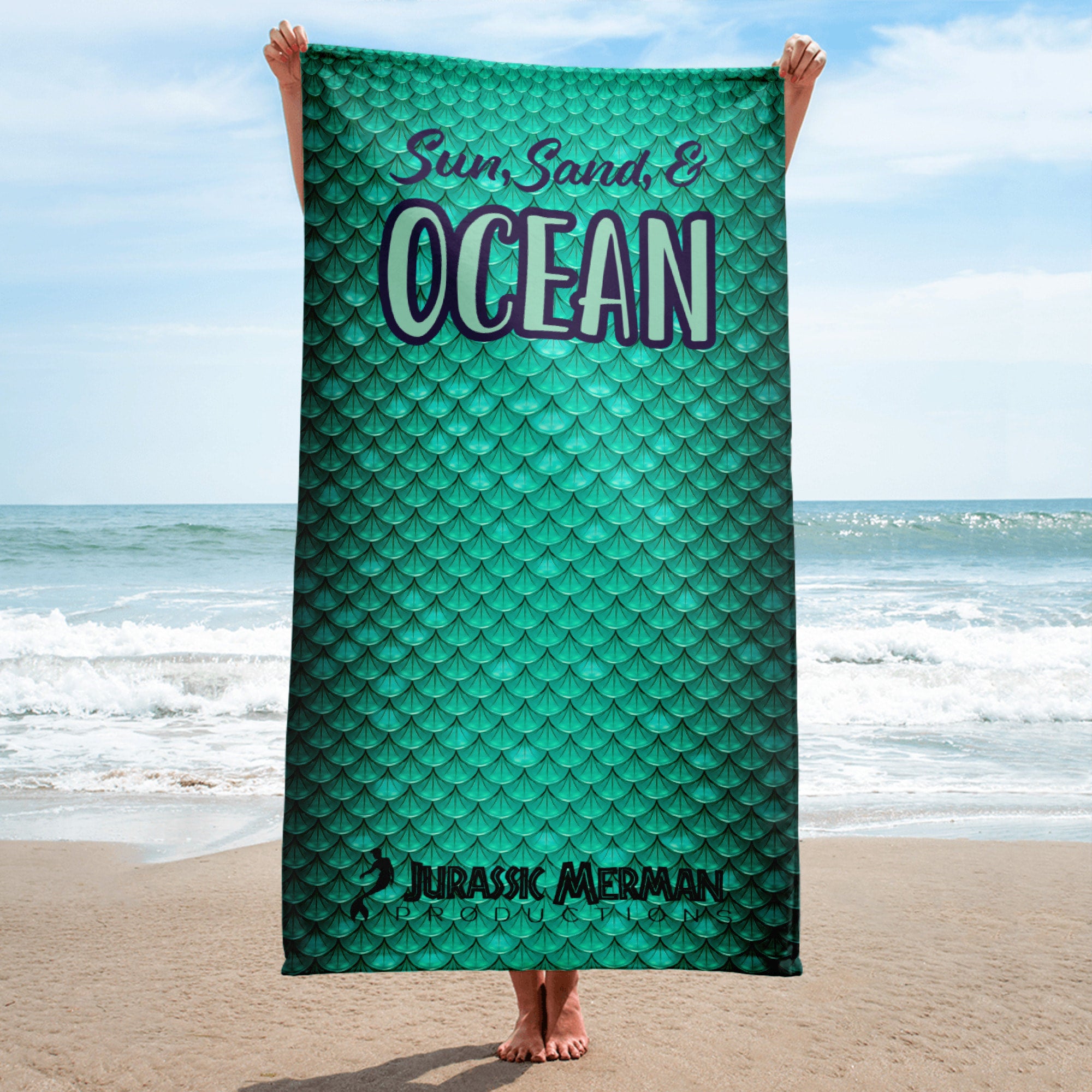 Jurassic Scales Large Towel Jurassic Merman Productions